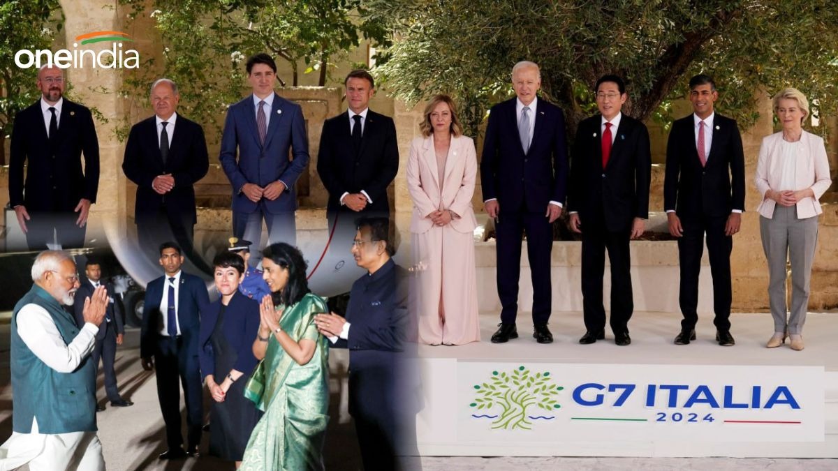 हिंदुस्तानी रंगों में रंगा G7 शिखर सम्मेलन, मेलोनी ने हाथ जोड़कर किया मेहमानों का स्वागत, देखिए ...