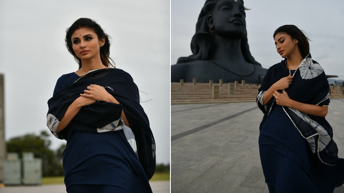 आदियोगी शिव के दर्शन करने तमिलनाडु पहुंची मौनी रॉय, सिंपल एथनिक लुक से ...