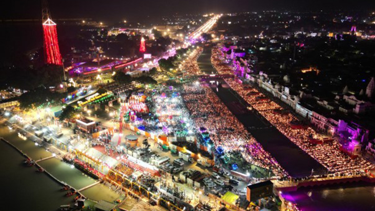 28 Lakh Diyas Illuminate Ayodhya Temple in Stunning Visuals - Oneindia