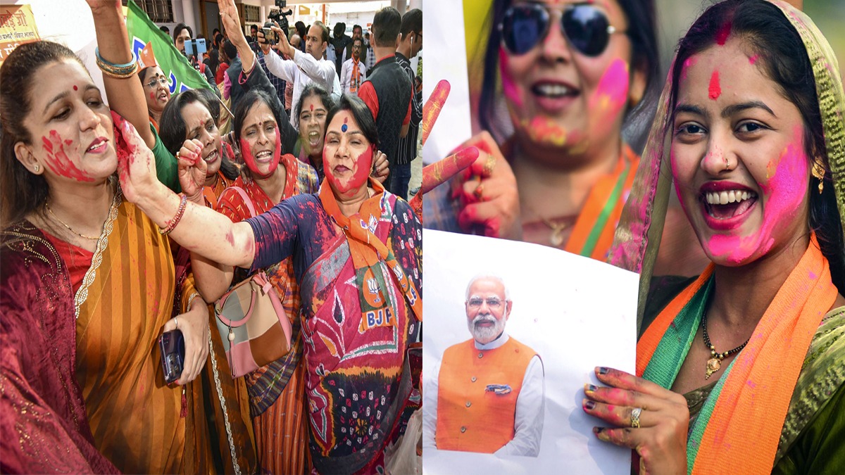BJP Supporter's Joyous Moments During Assembly Election 2023 Festivity ...