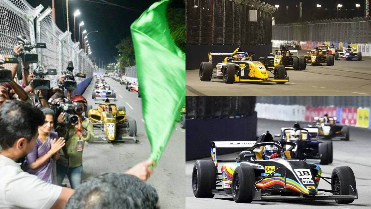 ஃபார்முலா 4 கார் பந்தயம்! இரவில் சீறிப்பாய்ந்த கார்கள்.. வியந்து ...