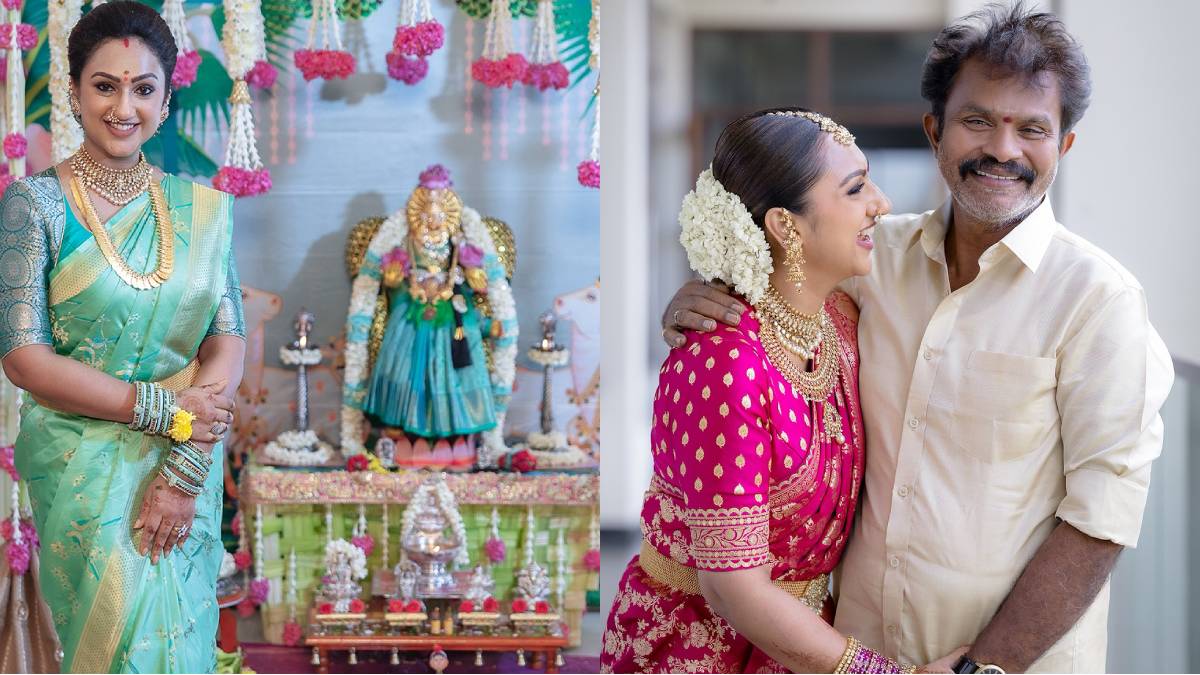 கணவருக்காக வரலட்சுமி விரதம்.. வீட்டில் பூஜை நடத்திய ப்ரீத்தா ஹரி ...