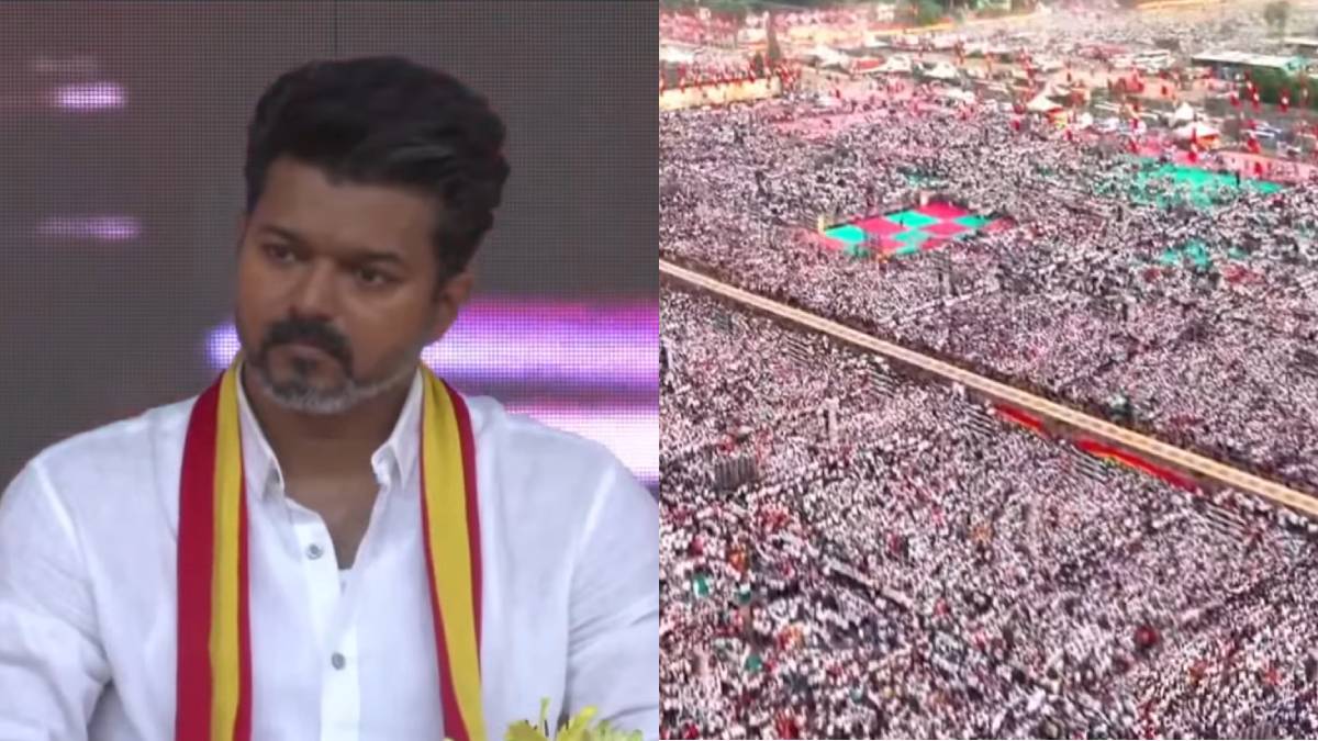 தவெக மாநாடு: கழுத்தில் கட்சி கொடியுடன் மாநாட்டு திடலுக்கு வந்த விஜய் ...