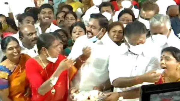 எடப்பாடியார் கேக் எடுத்து வளர்மதி அக்காவுக்கு ஊட்ட.. கோகுல ...