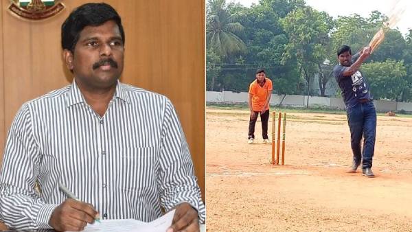 கிரிக்கெட் ப்ளேயராக மாறிய திருச்சி கலெக்டர்! எல்லா பந்துகளையும் ஃபோர் ...