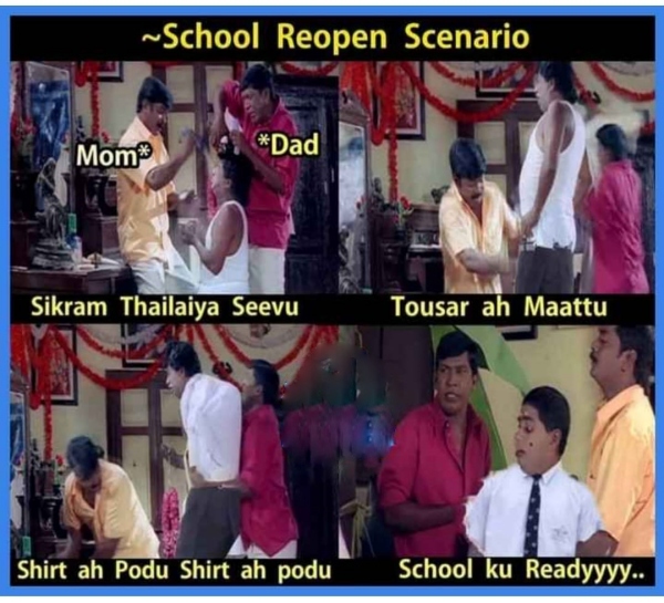 ஸ்கூலுக்கு கிளம்புன்னு சொன்னா.. காய்ச்சல் அடிக்குதுன்னா கதை விடுற ...