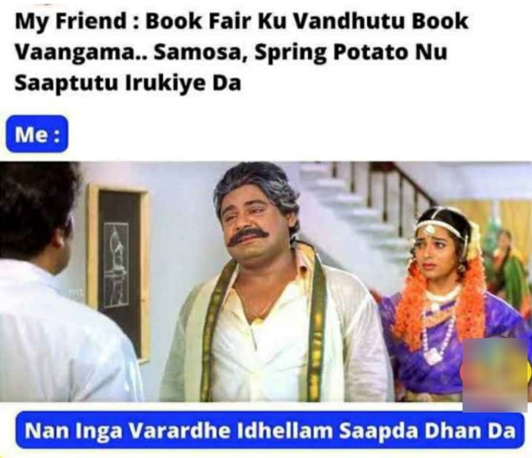 பேசிட்டு இருக்கும்போதே.. சமோசா மேல கைய வைக்கிறியே.. இது தப்பில்ல ...