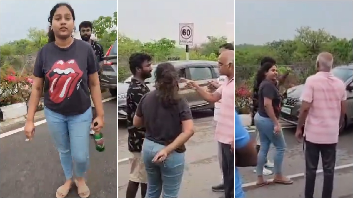 ஒரு கையில் பீர், மறுகையில் சிகரெட்... காலையிலேயே போதையில் பெண்.. ரியல் ...