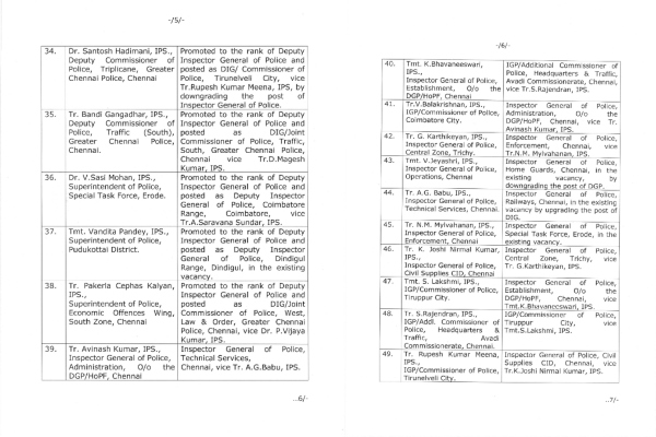 56 IPS அதிகாரிகளை அதிரடியாக மாற்றிய தமிழக அரசு.. வருண் குமார், வந்திதா பாண்டேவுக்கு பதவி உயர்வு ...