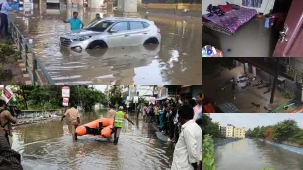 பெங்களூரில் ஒரே இரவில் கொட்டித்தீர்த்த 136 மிமீ கனமழை.. சில இடங்களில் வெள்ளம்! படகில் மக்கள் ...