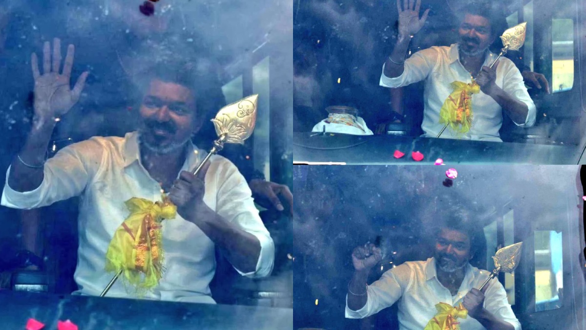 விஜய் கையில் ‘வேல்’.. கையில் வாங்கியதுமே உற்சாகமாக கையசைத்த விஜய் ...