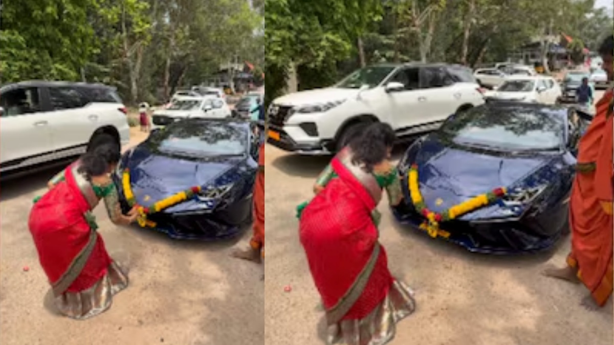 லம்போகினி காருக்கு தேங்காய் உடைத்த பெண்! உடனே நடந்த சம்பவம்.. 1 நொடி ...