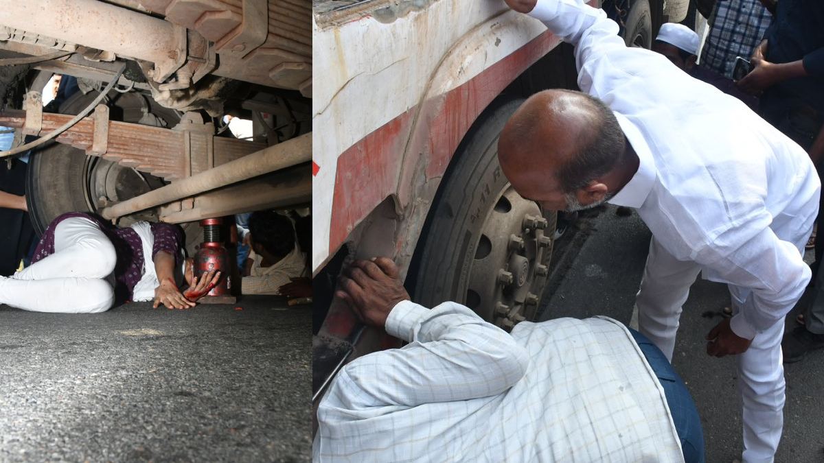 వీడియో: లారీ టైర్ కింద చిక్కుకున్న యువతి- దగ్గరుండి కాపాడిన బండి సంజయ్ ...
