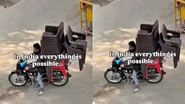 వైరల్ వీడియో: ఇండియా ఈజ్ నాట్ ఫర్ బిగినర్స్.. | 20 Chairs on ONE Bike! Polish Girl’s Jaw ...